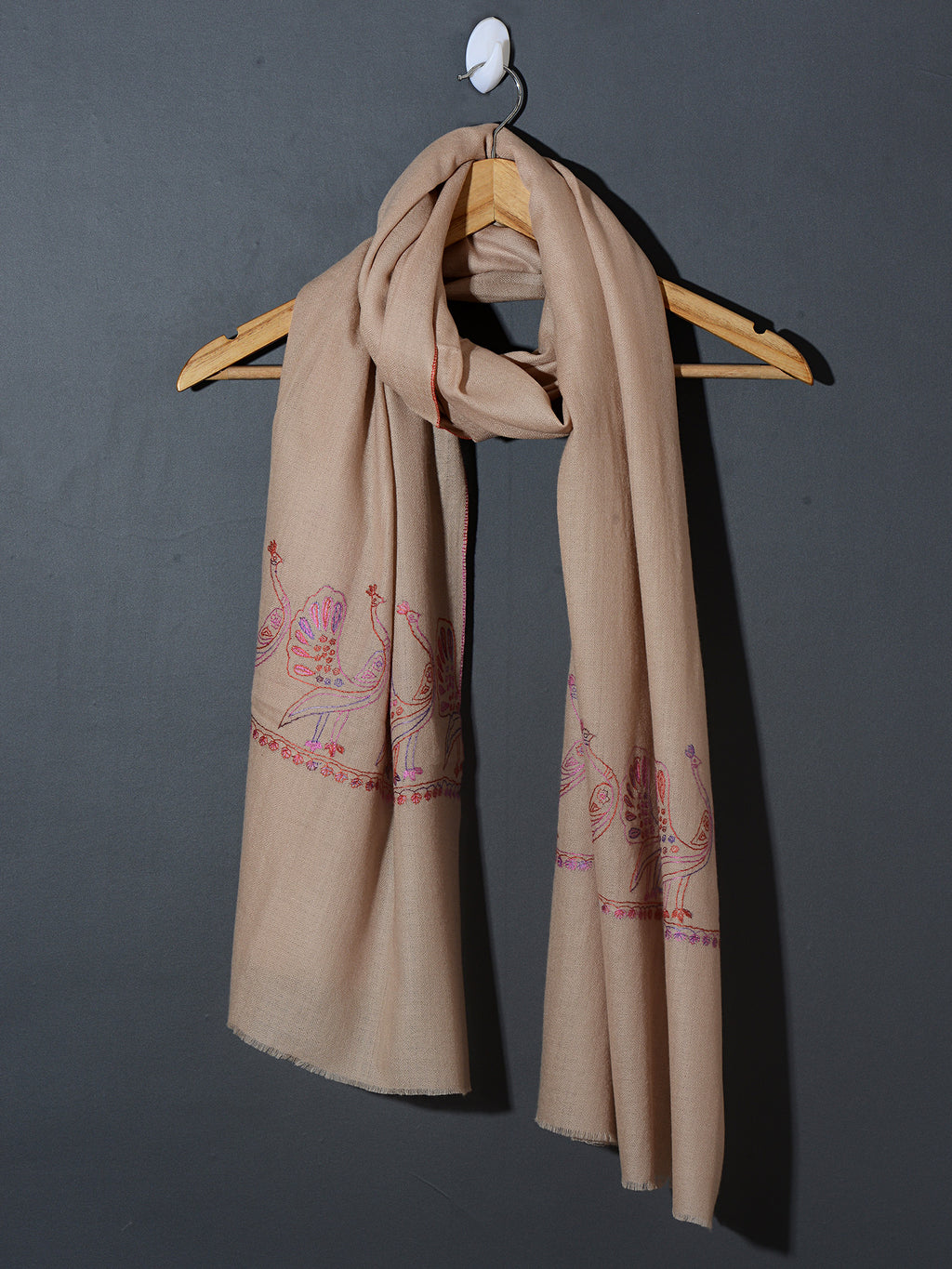 MAYURA, the Peacock Magnificent Hand Embroidered Stole -Pearl Pastels ...